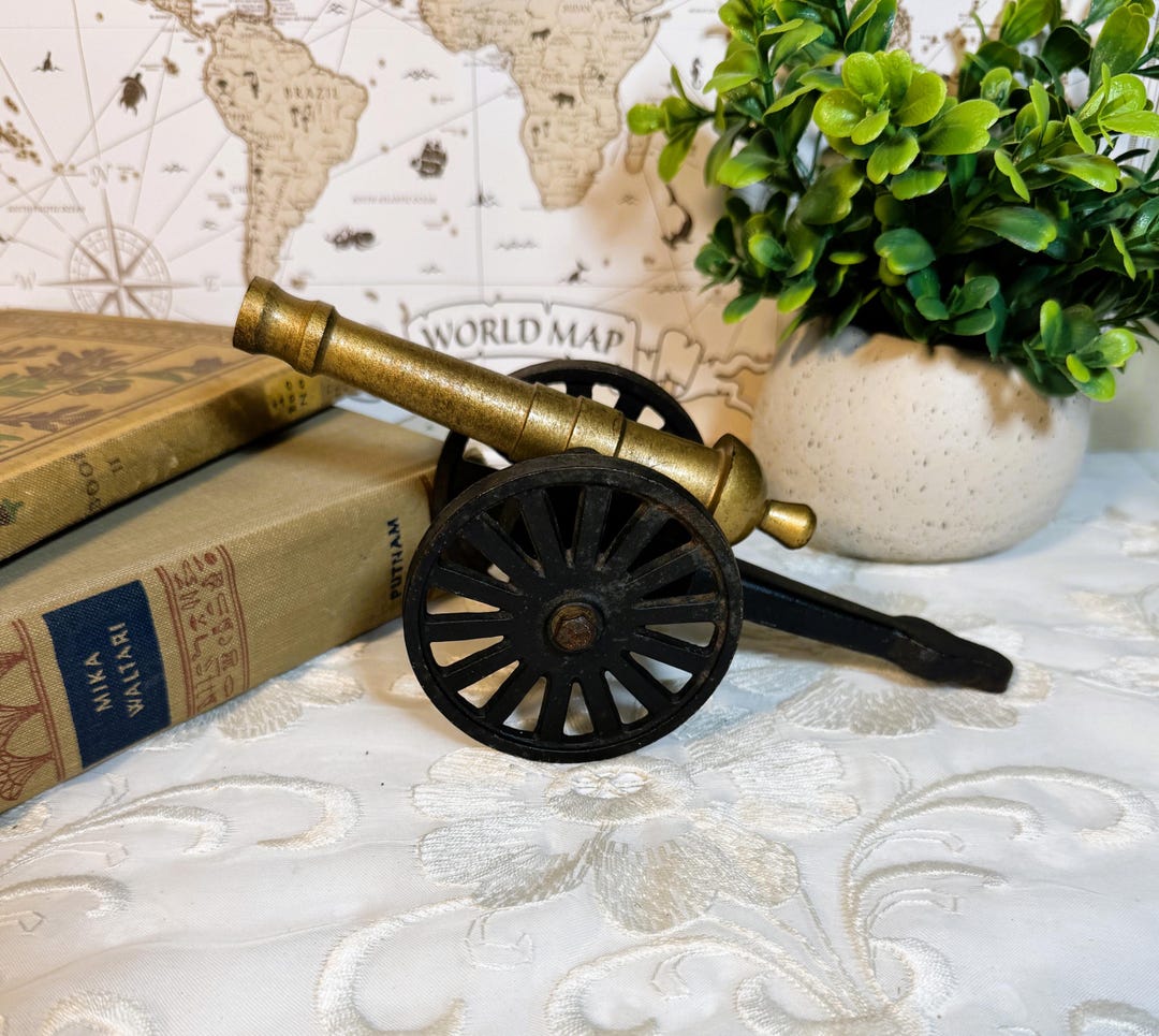 Vintage Miniature Military Canon Replica Cast Iron Civil War Spoked ...