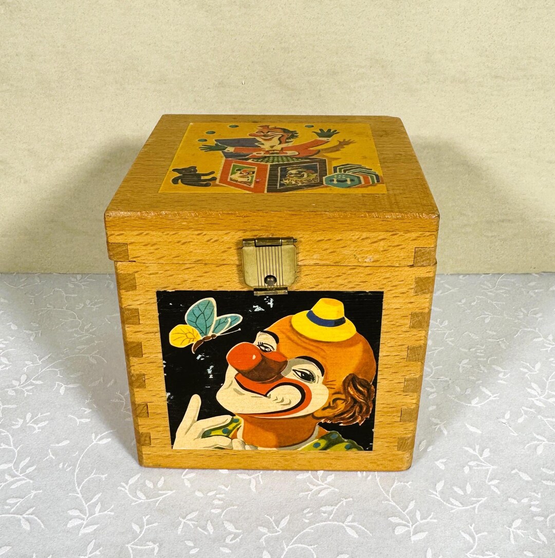 Vintage Wooden Dovetailed Box Hermann Eichhorn Jack-in-the-box Toy With ...