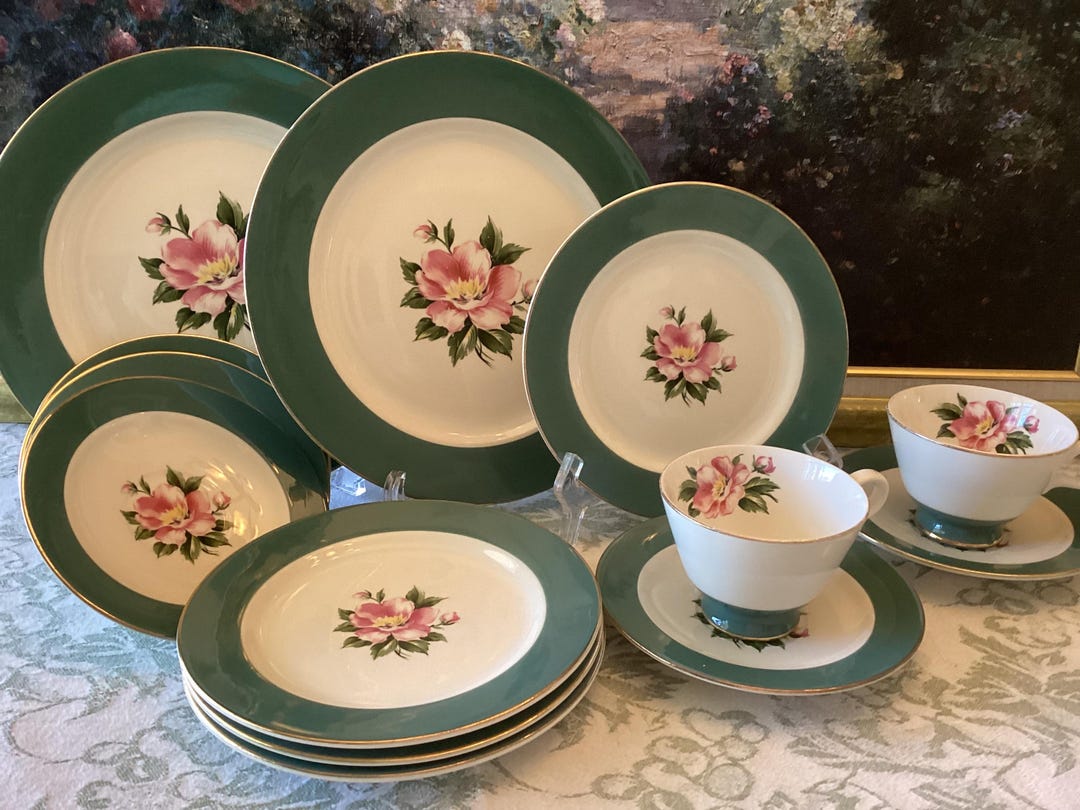 Vintage Century Service China Empire Green Replacement Pieces Plates ...