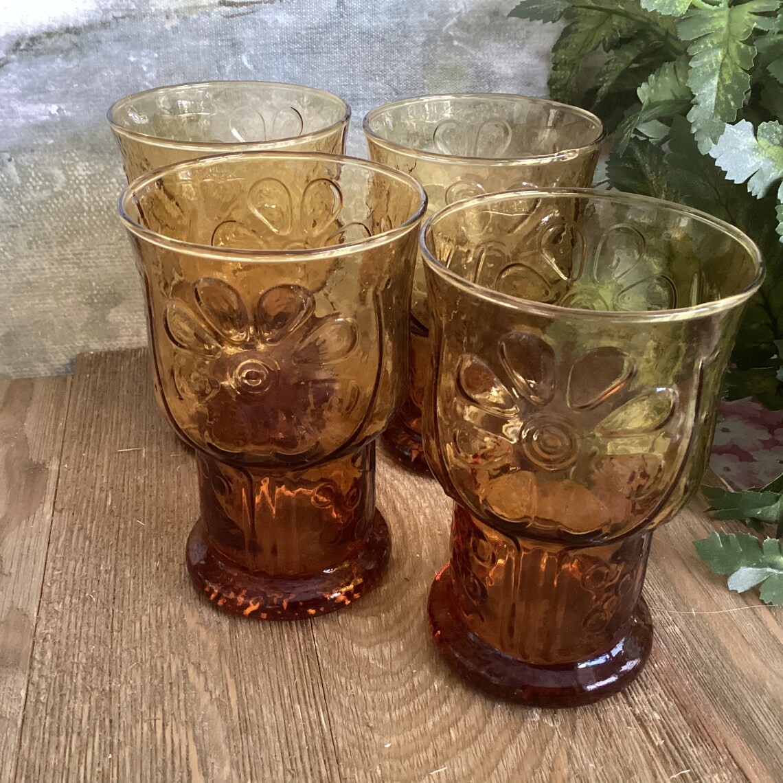 Vintage Libbey Country Garden Gold Glassware Set of 4 Water - Etsy