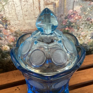 Fostoria Blue Coin Candy Jar Vintage Blue Glass Lidded Jar - Etsy