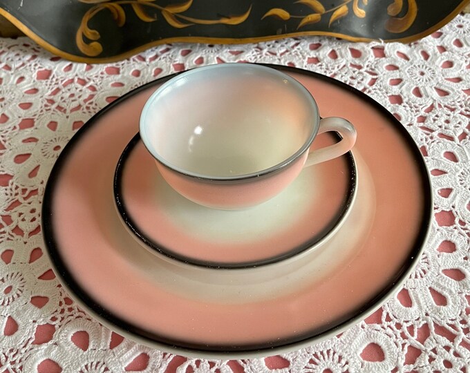 Vintage Hazel Atlas Ovide Pink and Black Ombre Platonite Glass ...