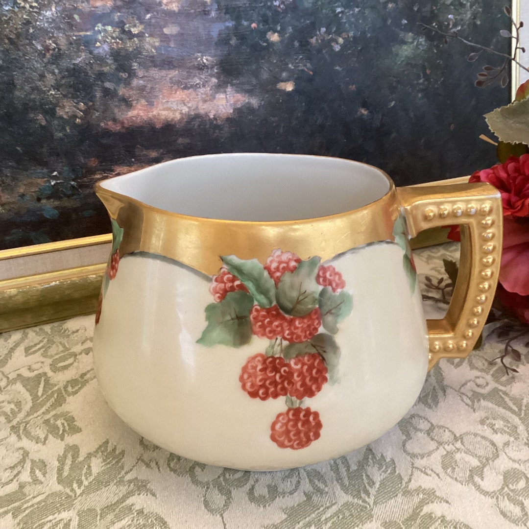 Vintage Limoges France Cider Pitcher Hand Painted Porcelain Pitcher ...