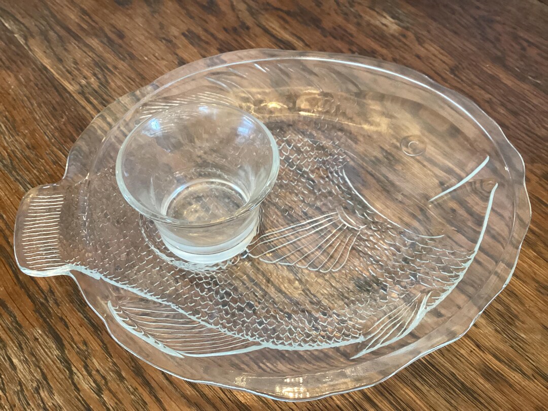 Vintage Crystal Glass Fish Plates by Toscany Set of 4 Shrimp Cocktail ...