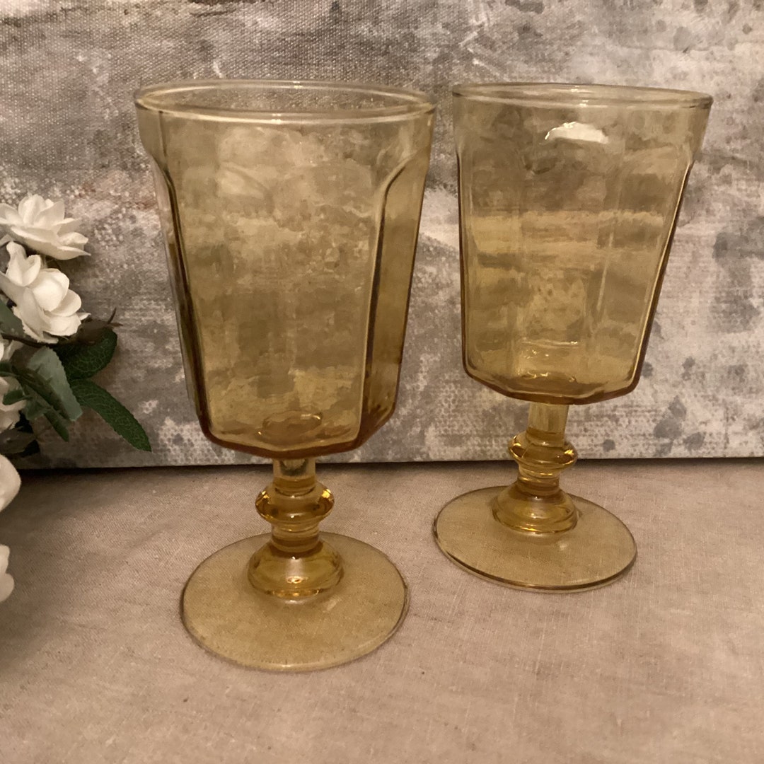 Vintage Lenox Water Goblet Antique Gold Blown Glassware Panel Design ...