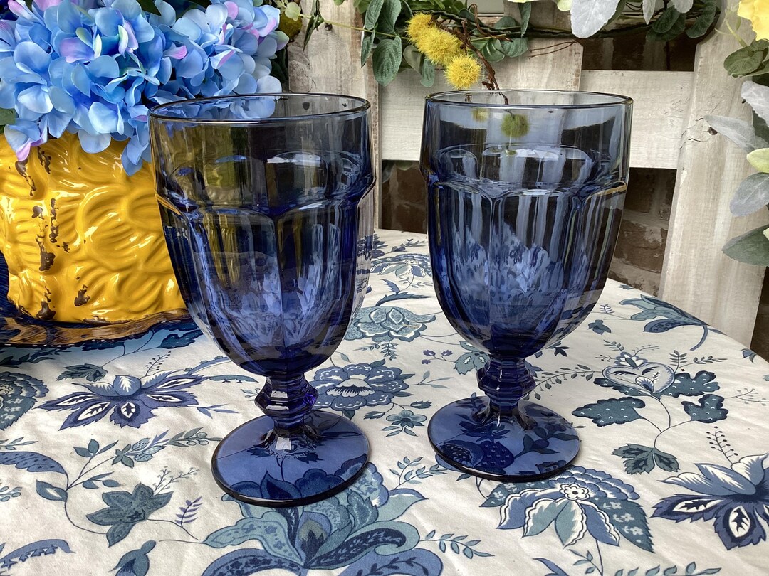 Vintage Libbey Duratuff Dusky Blue Water Goblets - Set of 2 - Etsy