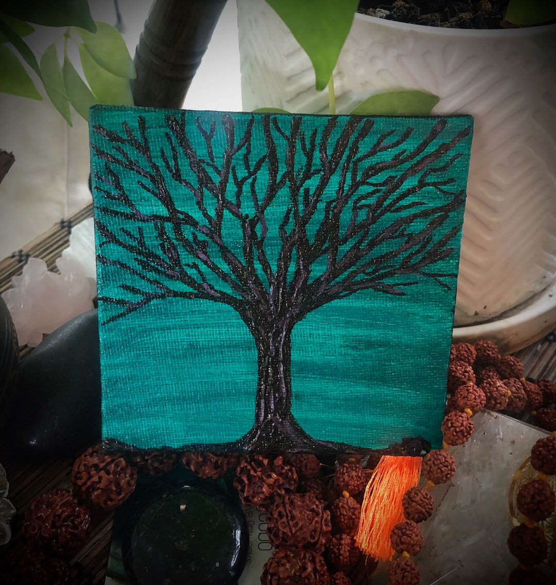 Teal Tree Canvas Panel - Etsy