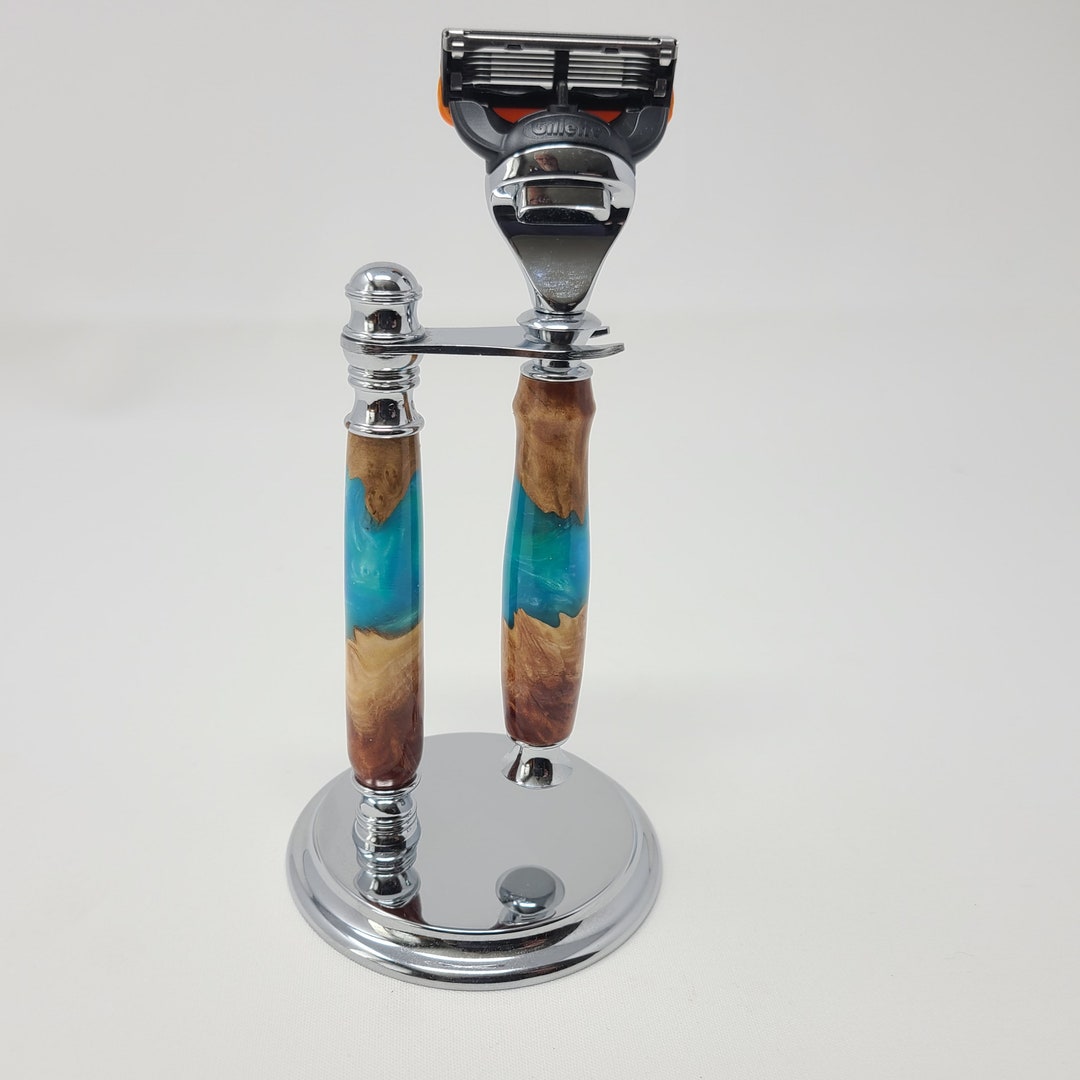 Hand Turned Fusion Razor and Stand Made From Australian Mallee Burl and ...