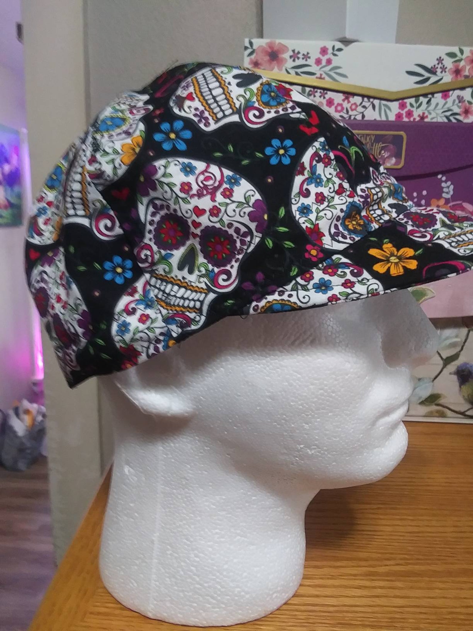 Sugar Skull Womens Welding Hat, Welders Hat, Custom Welding Hat, Cloth ...
