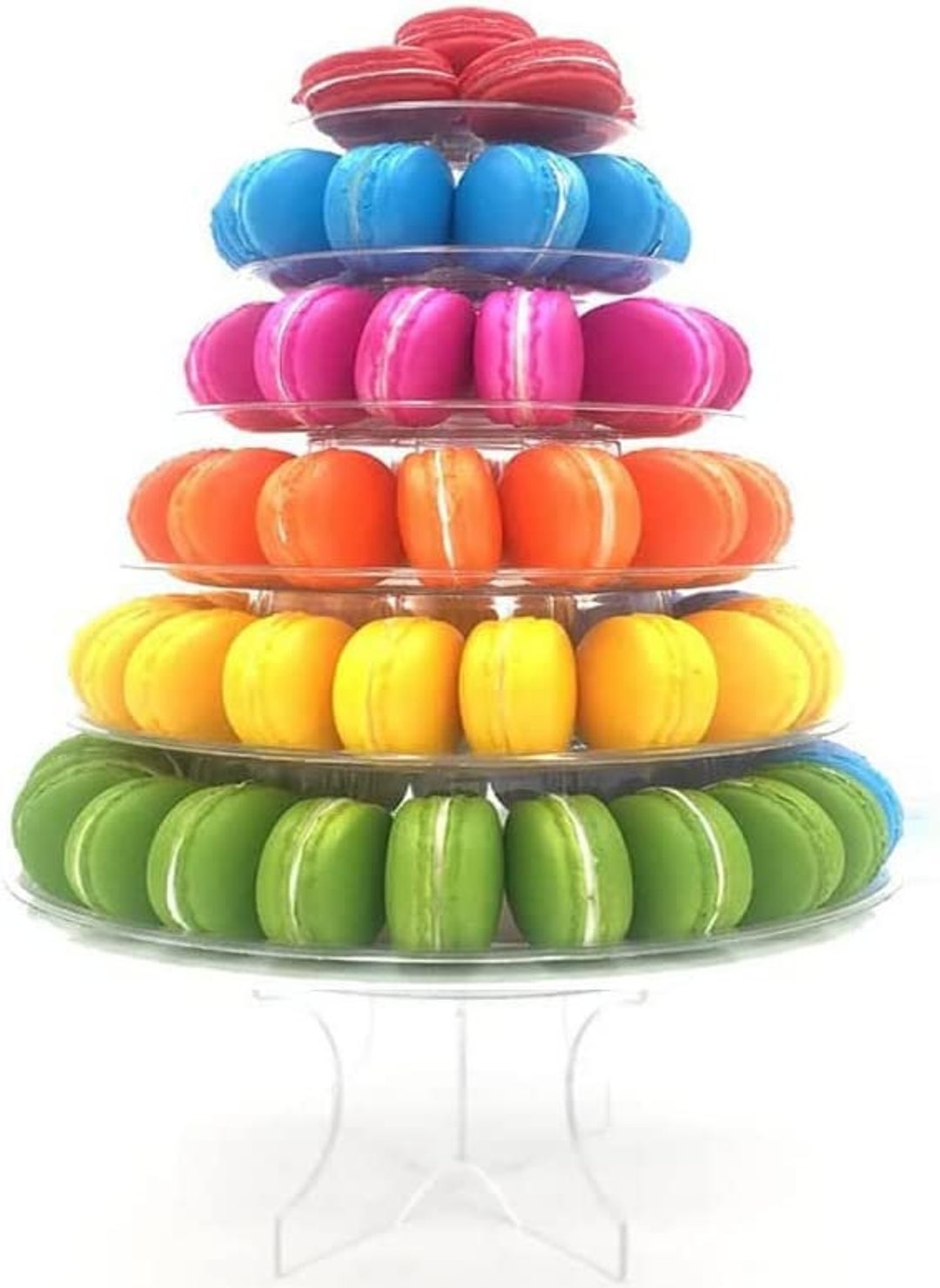 6 Tier Round Macaron Display Stand With Acrylic Stand - Etsy