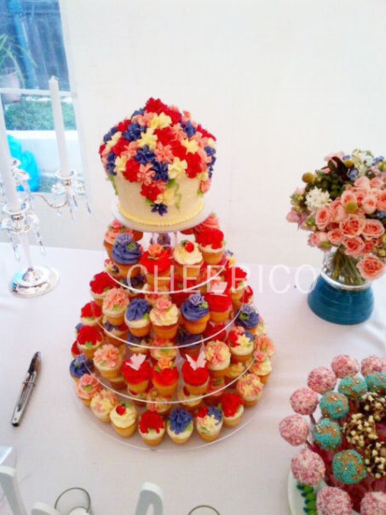 5 Tier Maypole Round Wedding Acrylic Cupcake Stand Tree Tower - Etsy