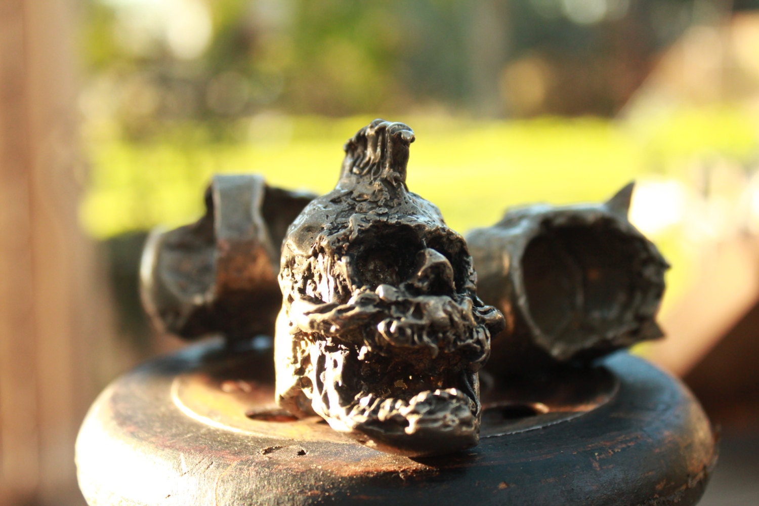 Hand Forged Massive Bronze Skull Ring - Etsy