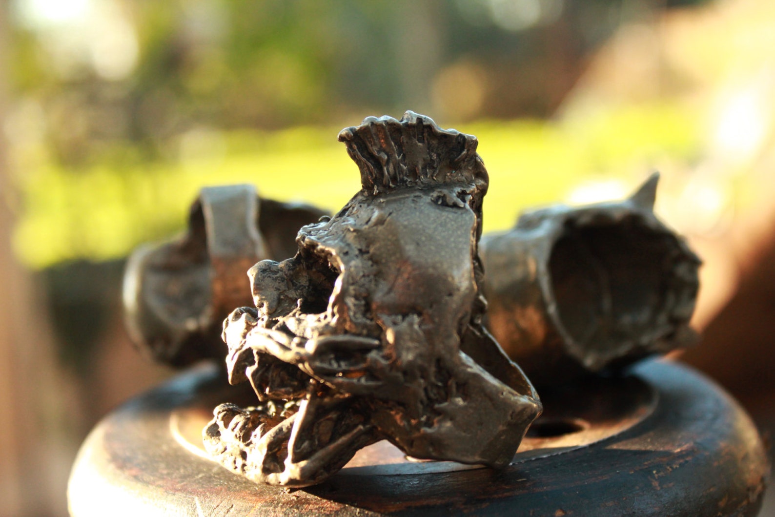 Hand Forged Massive Bronze Skull Ring - Etsy