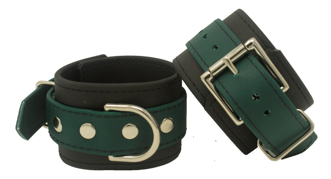 Rubber Wrist Cuffs Green and Black Biothane Restraints (LBRB313GN) - Etsy