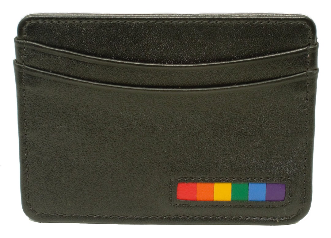 Gay Pride Credit Card Holder, 6 Different Designs, Black Leather Card ...