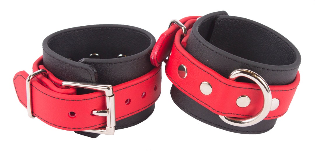 Rubber Wrist Cuffs Red and Black Biothane Restraints LBRB313RD - Etsy