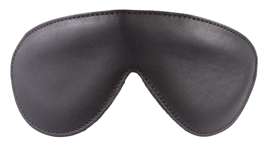 Black Padded Eye Pocket Blindfold Genuine Soft Comfortable Leather ...