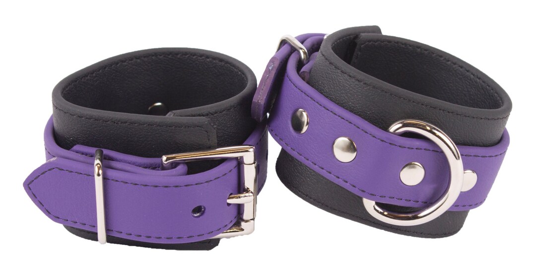 Rubber Wrist Cuffs Purple and Black Biothane Restraints LBRB313PR - Etsy