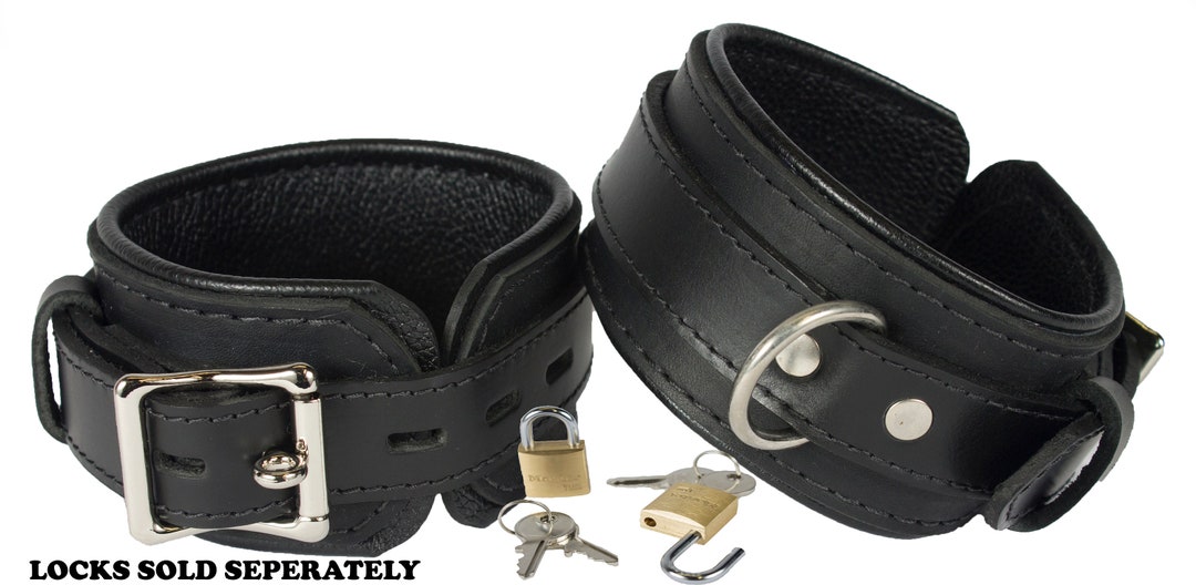 Locking Ankle Cuffs Premium Heavy Duty Black Leather Restraints - Etsy
