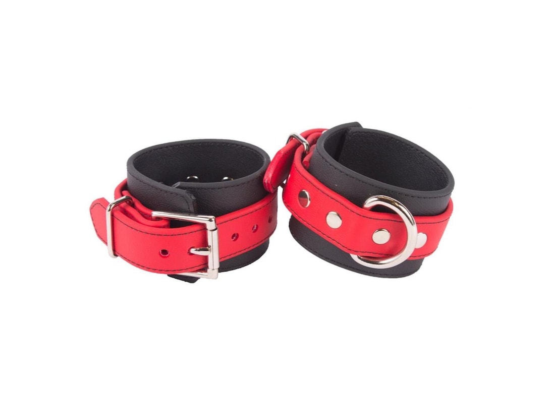 Rubber Wrist Cuffs Red and Black Biothane Restraints (LBRB313RD) - Etsy