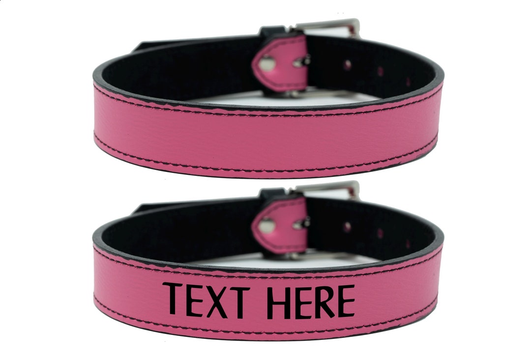 Personalized Text Collar Hot Pink Leather - Etsy