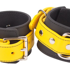 Rubber Wrist Cuffs Yellow and Black Biothane Restraints (LBRB313YL) - Etsy
