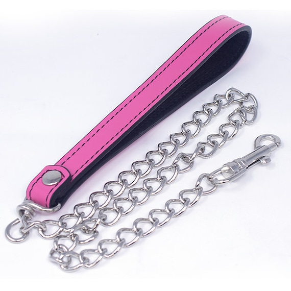 Pink Leather Leash With Chain 24 - Etsy