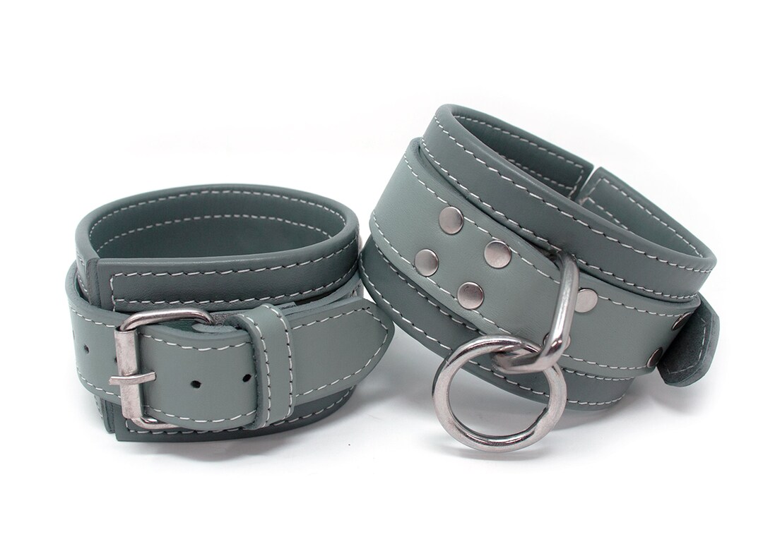Wrist Cuffs Light Gray on Gray Leather Handcuffs grey lbki313gg - Etsy