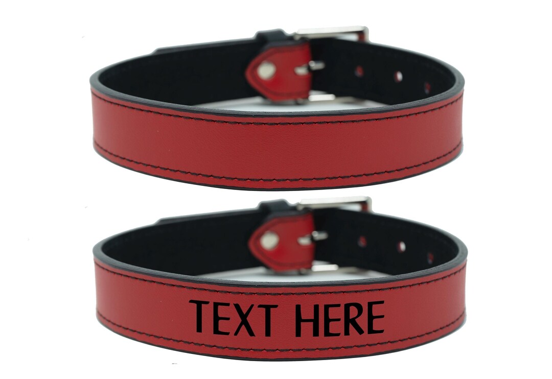 Personalized Text Collar Red Leather - Etsy