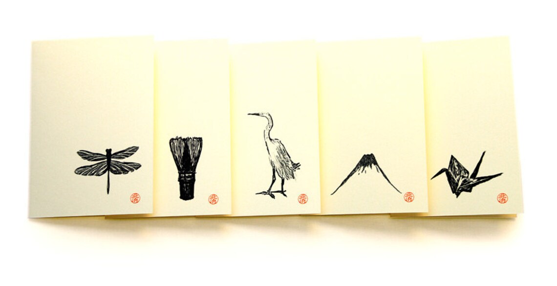 Japanese Illustration 5 Invitation Card Set japan - Etsy