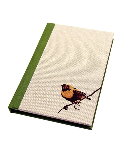 Handmade Linen Blank Book With Bird Print chirpy Bird - Etsy