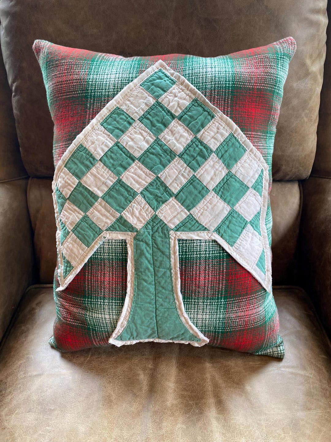 ANTIQUE GREEN Quilt Tree Pillow - Etsy