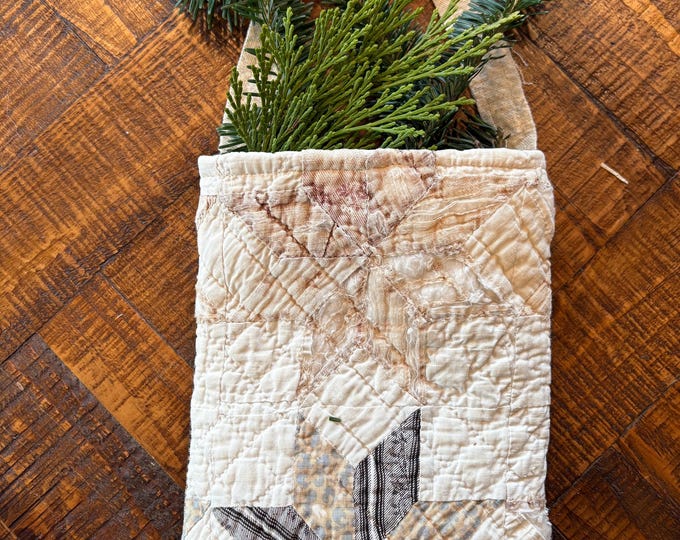 ANTIQUE TATTERED Quilt Ditty Bag/ Charmingly Tattered/ Cotton Back - Etsy