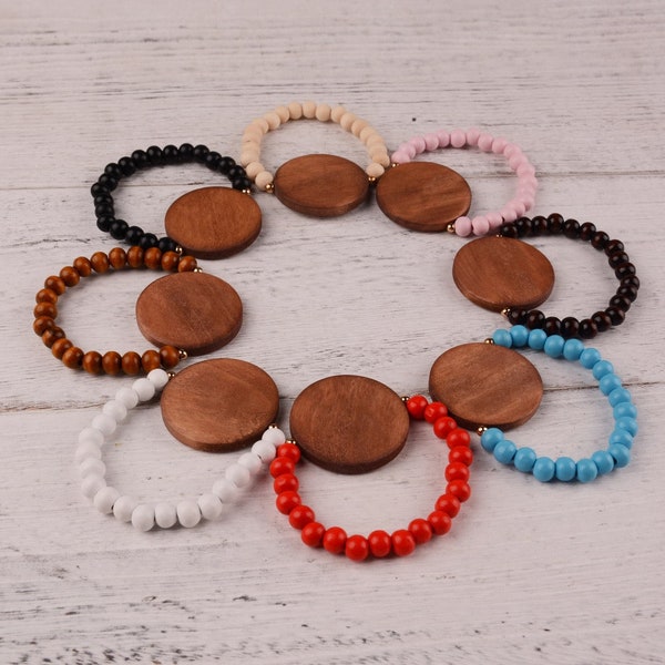 Wood Bead Bracelet - Etsy