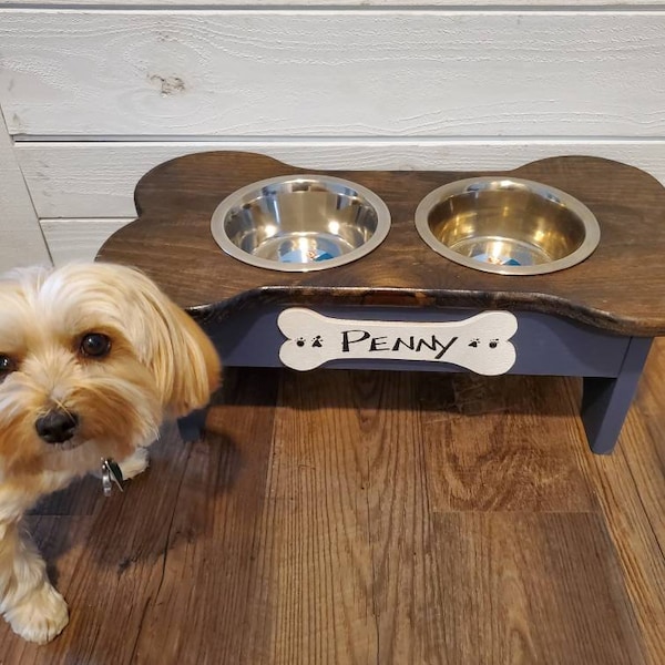 Wood Dog Bowl Stand - Etsy