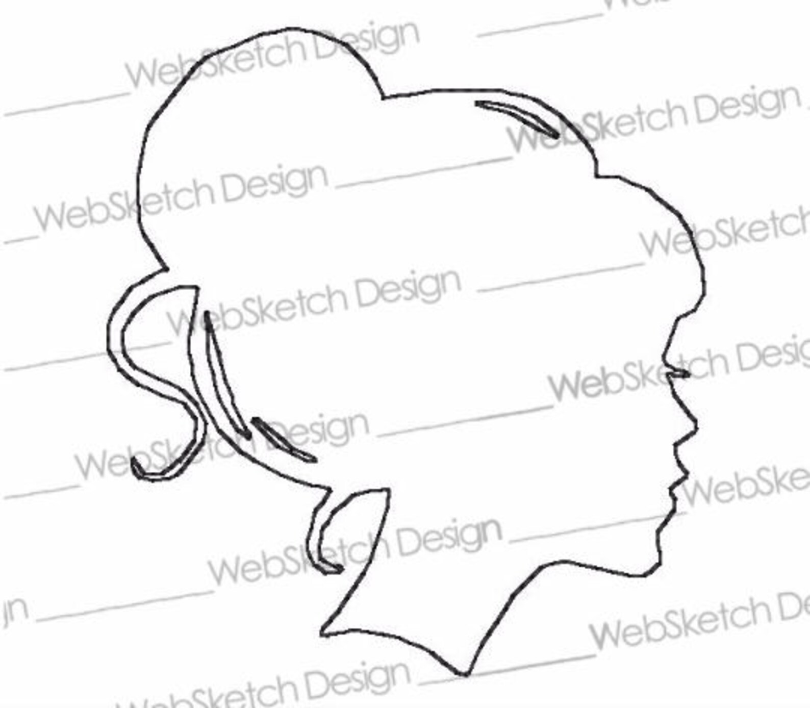 Machine Embroidery Design - Silhouette Girl With Bun - Immediate ...