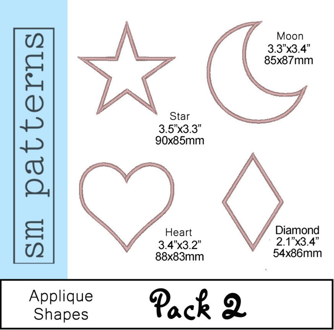 Machine Embroidery Design - Applique Shapes Pack 2 - Etsy
