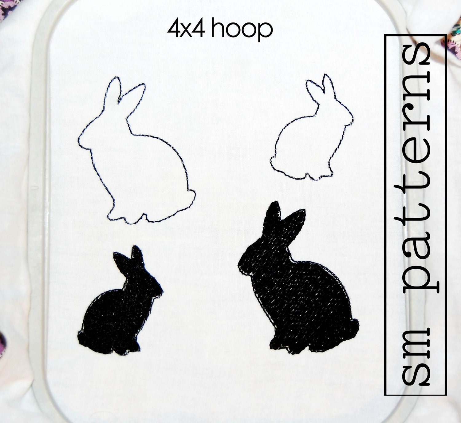 Machine Embroidery Design - Sweet Bunny Silhouettes - Immediate ...