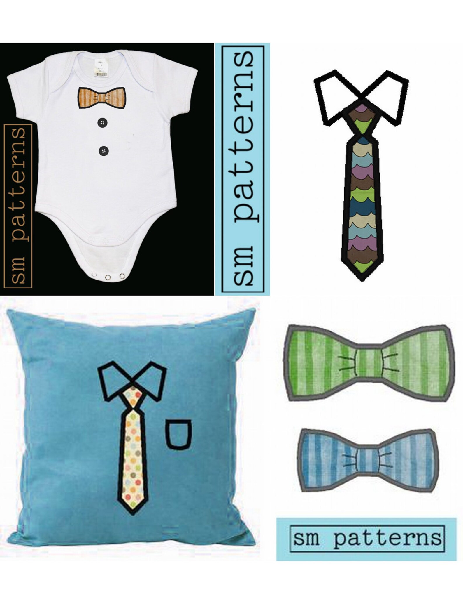 Machine Embroidery Design - Small Long Tie and Bow Tie Pack - Etsy