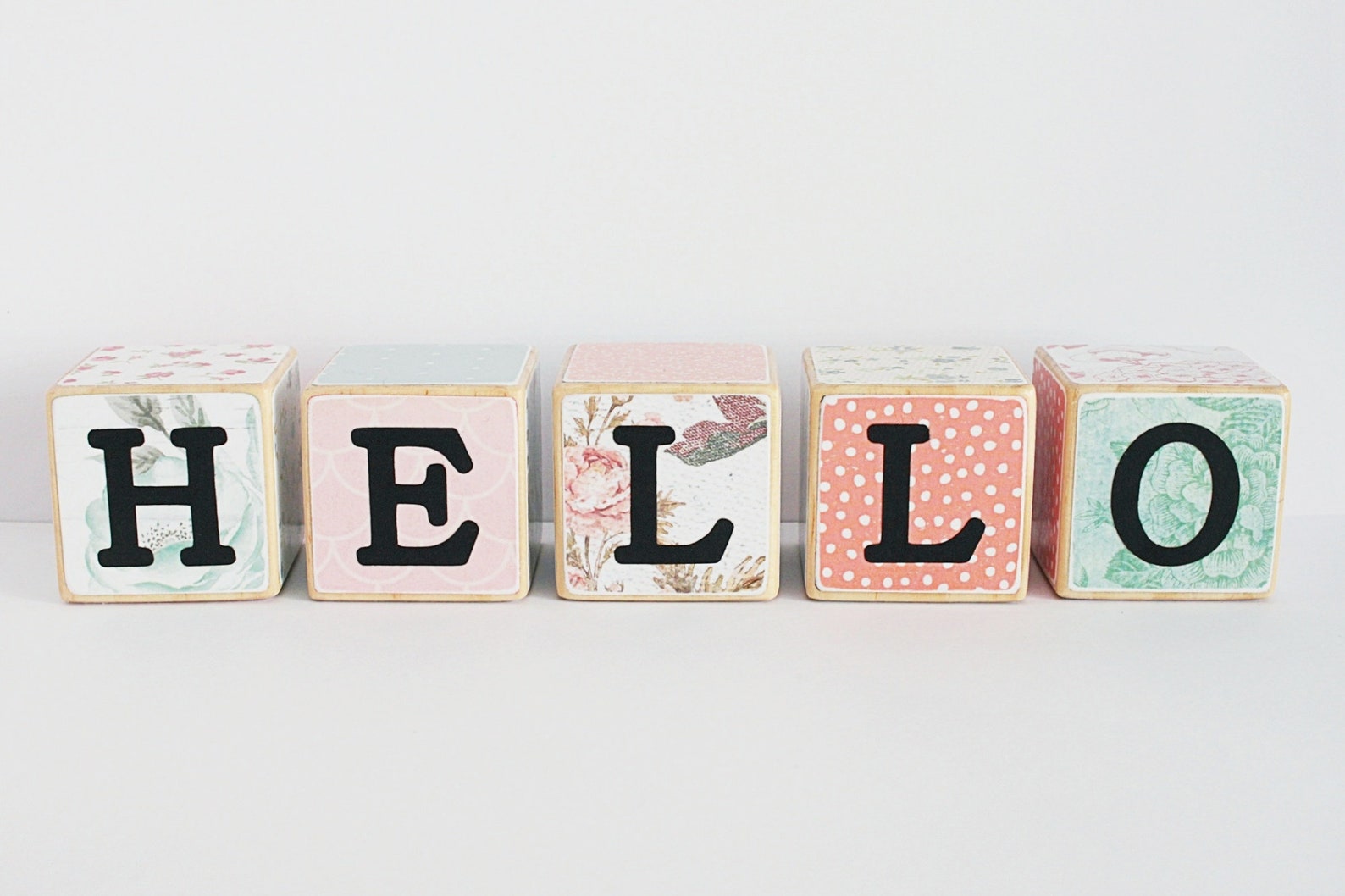 HELLO Blocks // Girls Wooden Blocks // Set of 5 - Etsy