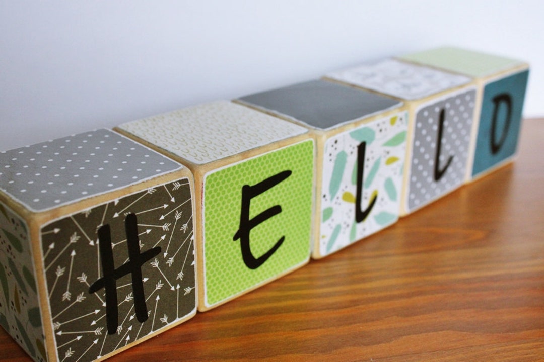 Wooden 'hello' Blocks, Boys Building Blocks, Set of 5 - Etsy