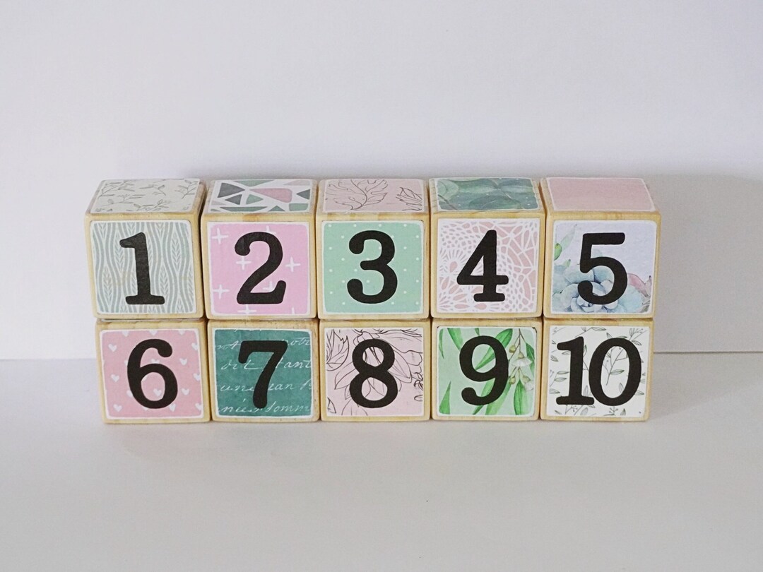 Set of 10 Wooden Number Blocks // Montessori Toys // Learn to Count ...