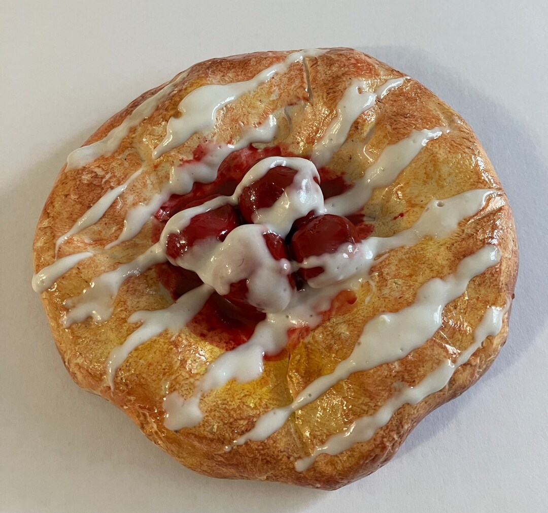 Large 4 Fake Danish Magnet, Realistic Size Cherry Danish, Love Fruit ...