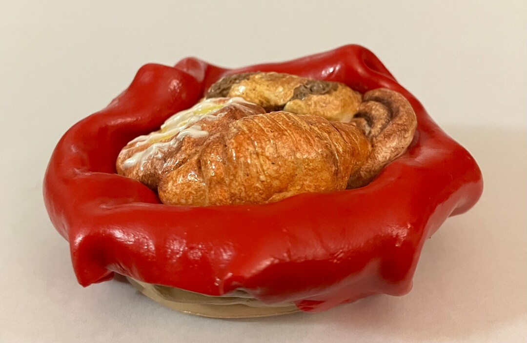 Polymer Clay Basket of Pastries Fridge Magnet, Love Pastries, Assorted ...