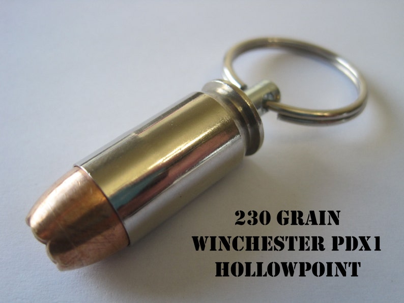 Replica .45 ACP Bullet Keychain With Hornady or Winchester Hollowpoint ...