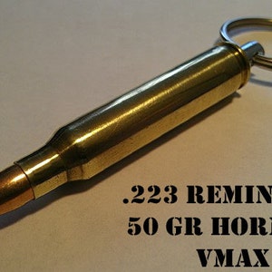 Replica .223 Remington (5.56mm) Bullet Keychain Hornady / Montana Gold ...