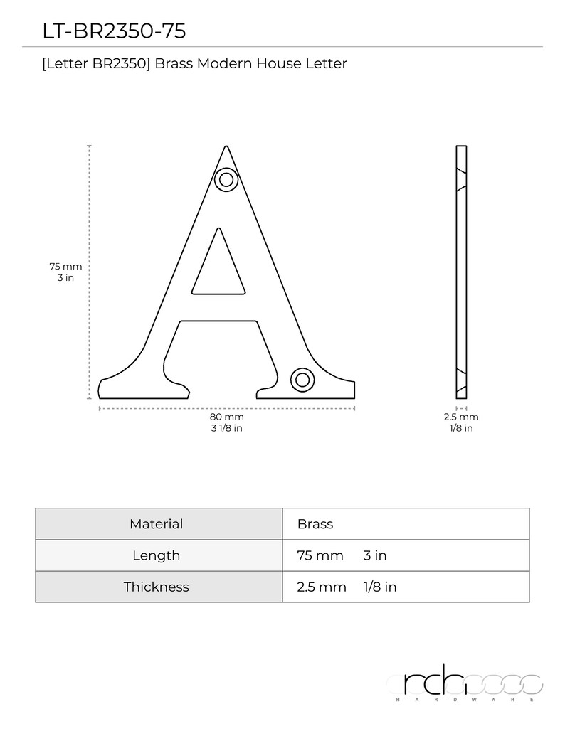 Modern 3 Inch Brass House Letter for Address Plaque Mailbox - Etsy