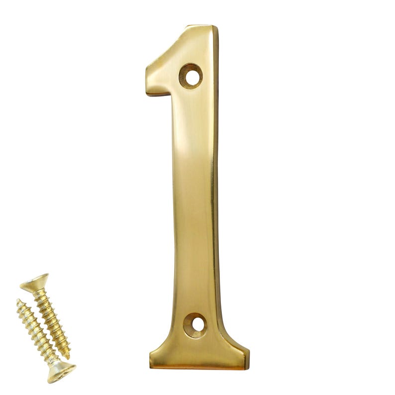 Modern Curvy Serif 4 Inch Brass House Number for Address Plaque ...