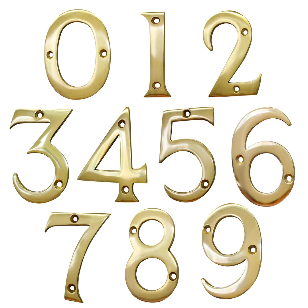 Modern 4 Inch Brass House Number for Address Plaque, Mailbox, and Metal ...