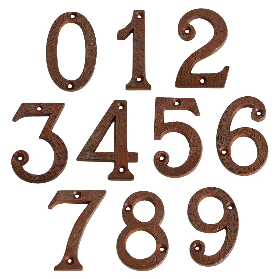 Rustic Country Serif 3 Inch Iron House Number for Address Plaque ...